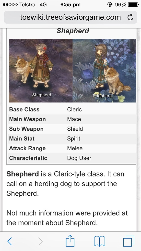 Shepherd information - Class and Rank - Tree of Savior Forum